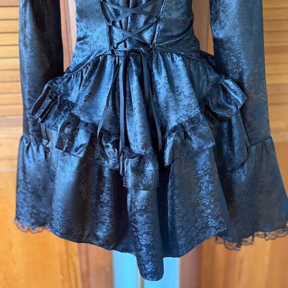 Tops | Gothic Victorian Aristocrat Visual Kei Black Brocade Small Jabot ...